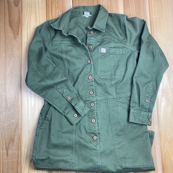 Duluth Trading Co | Dresses | Duluth Army Green Boiler Denim Dress ...